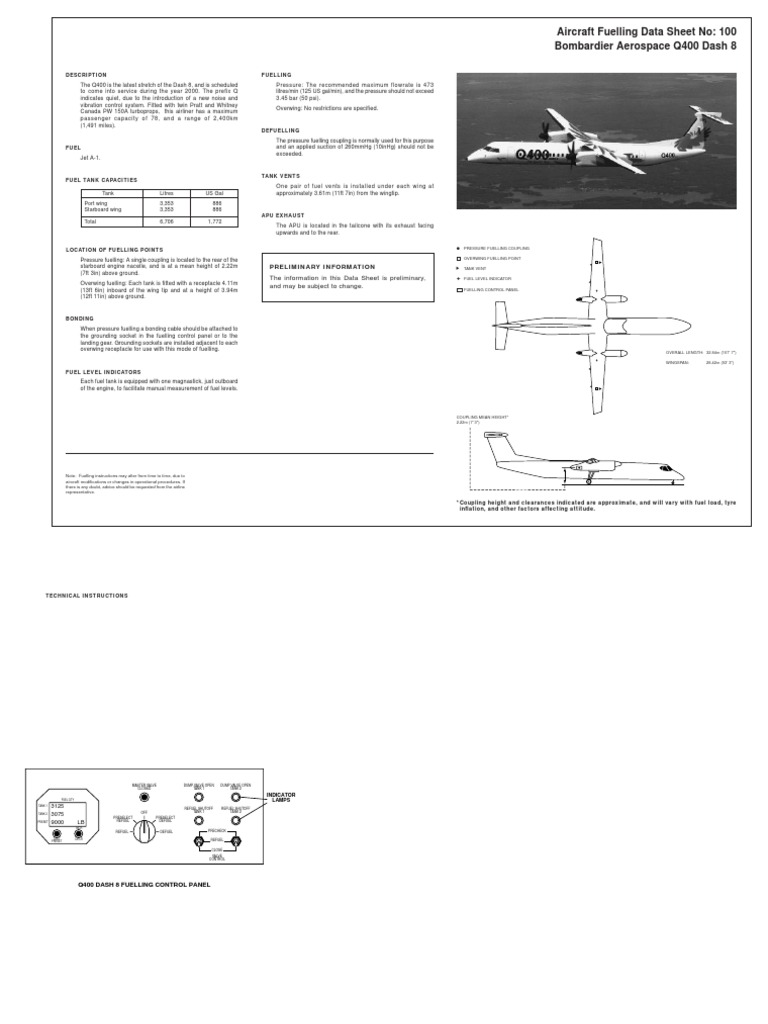Q400 Dash 8 Fuelling Specifications | PDF | Industries | Aviation