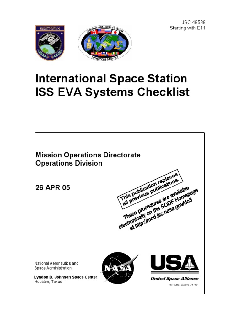 NASA ISS EVA Systems Checklist | PDF | Extravehicular Activity | Nasa