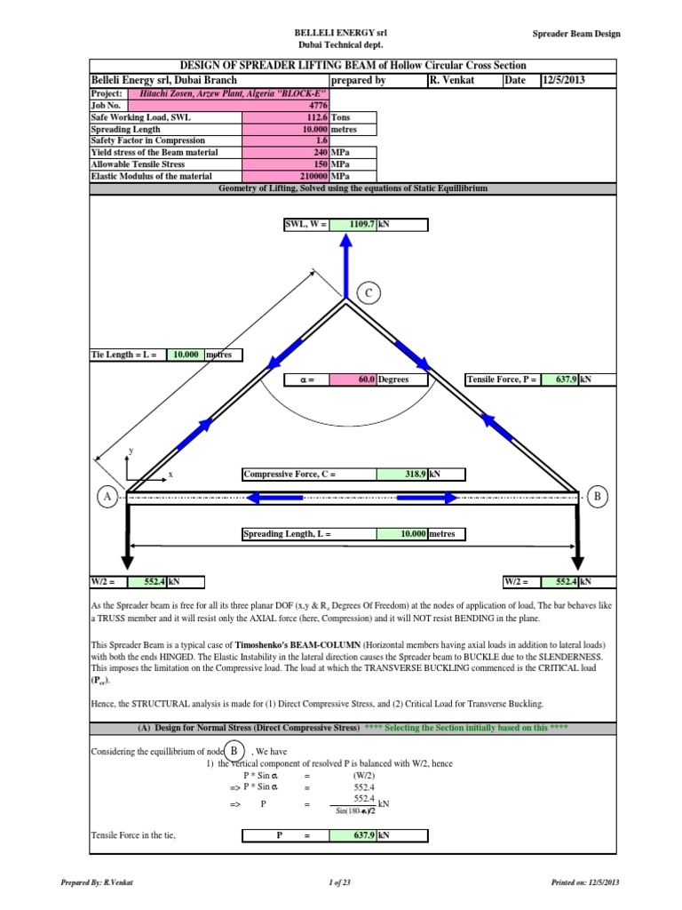Spreader Beam BLOCK E | PDF | Buckling | Bending