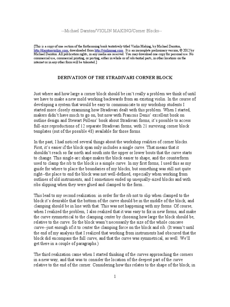 Michael Darnton/VIOLIN MAKING/Corner Blocks - : Derivation of The ...