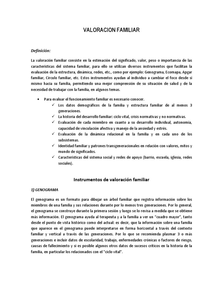 Valoracion Familiar | PDF | Familia | Adaptación
