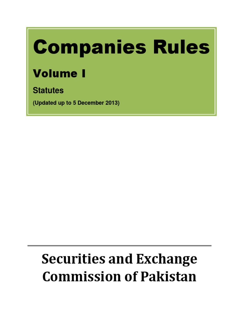 Companies Rules Volume I | PDF | Non Bank Financial Institution | Insurance