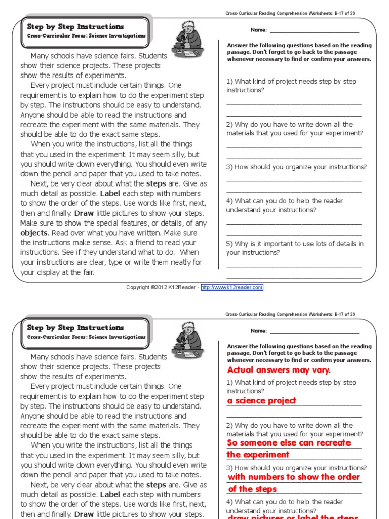 Step by Step Instructions | PDF | Reading (Process) | Reading Comprehension