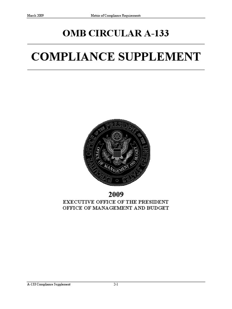 OMB Circular A-133 Compliance Supplement 2009 | PDF | Internal Control ...