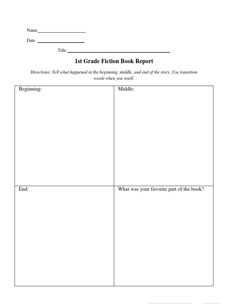 1st Grade Fiction Book Report: Beginning: Middle | PDF | General Fiction