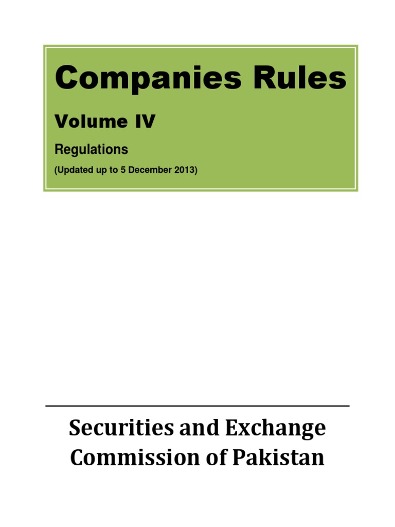 Companies Rules Volume IV | PDF | Non Bank Financial Institution ...