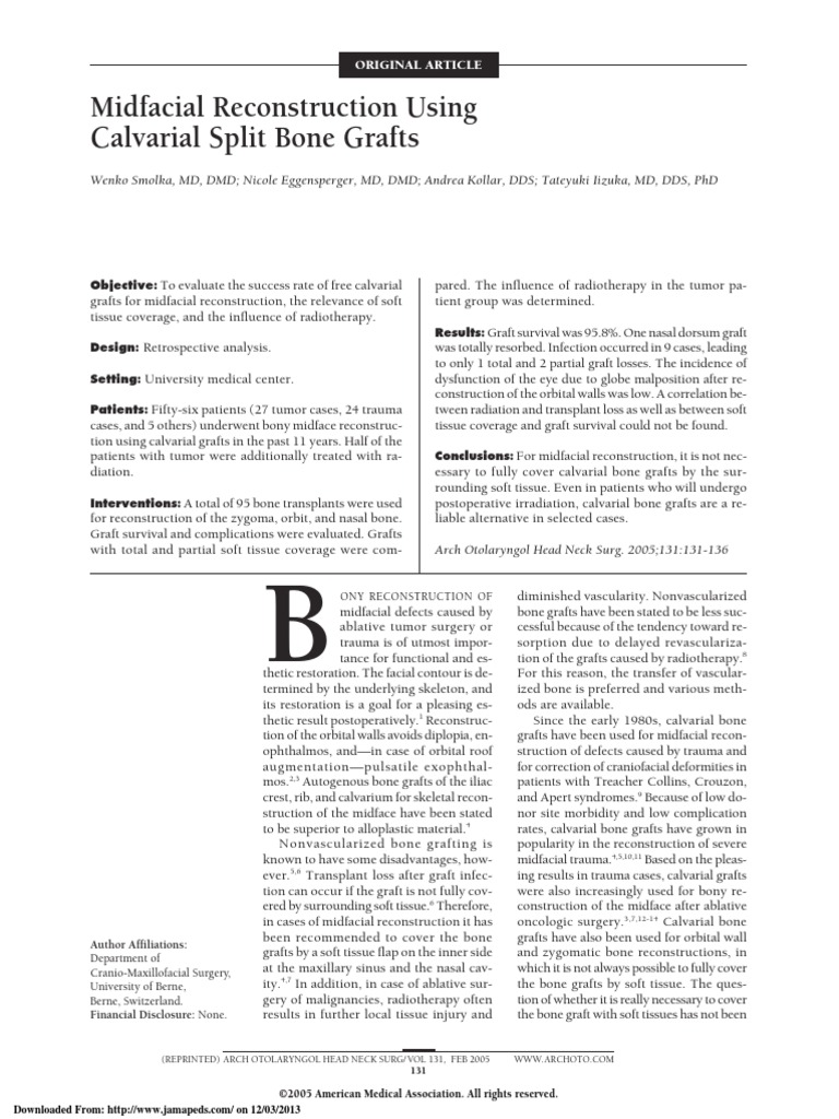 Midfacial Reconstruction Using Calvarial Split Bone Grafts | PDF ...