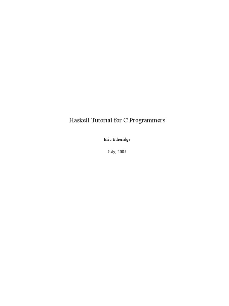Haskell Tutorial For C Programmers in English | PDF
