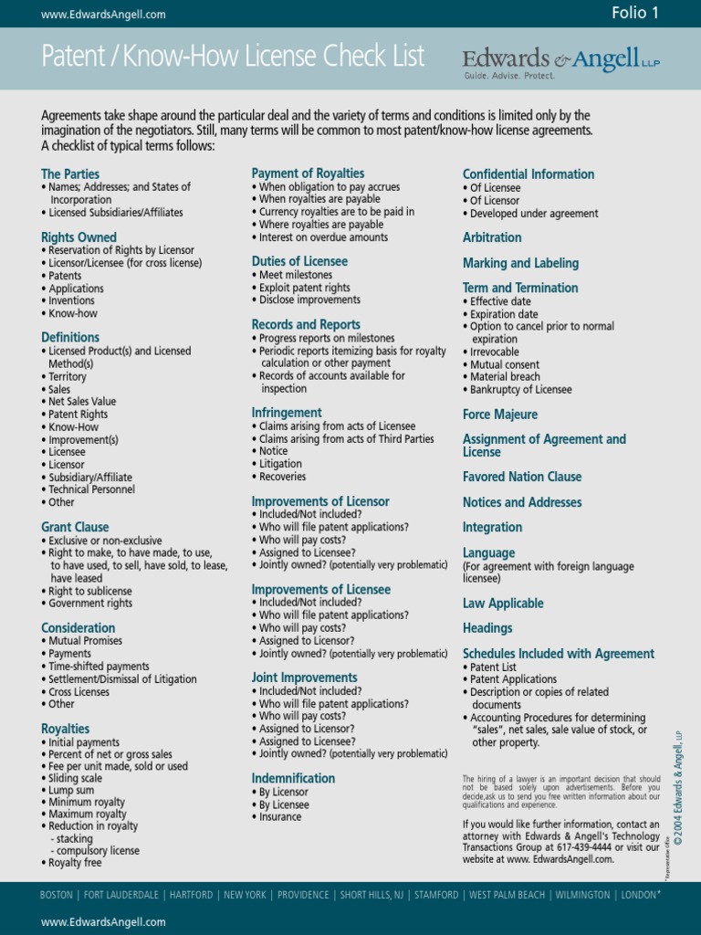 Checklist Patent Know How Edward Sang Ell How To Series 2004 | PDF ...