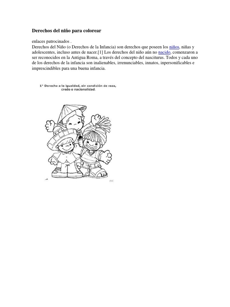 Derechos Del Niño para Colorear | PDF