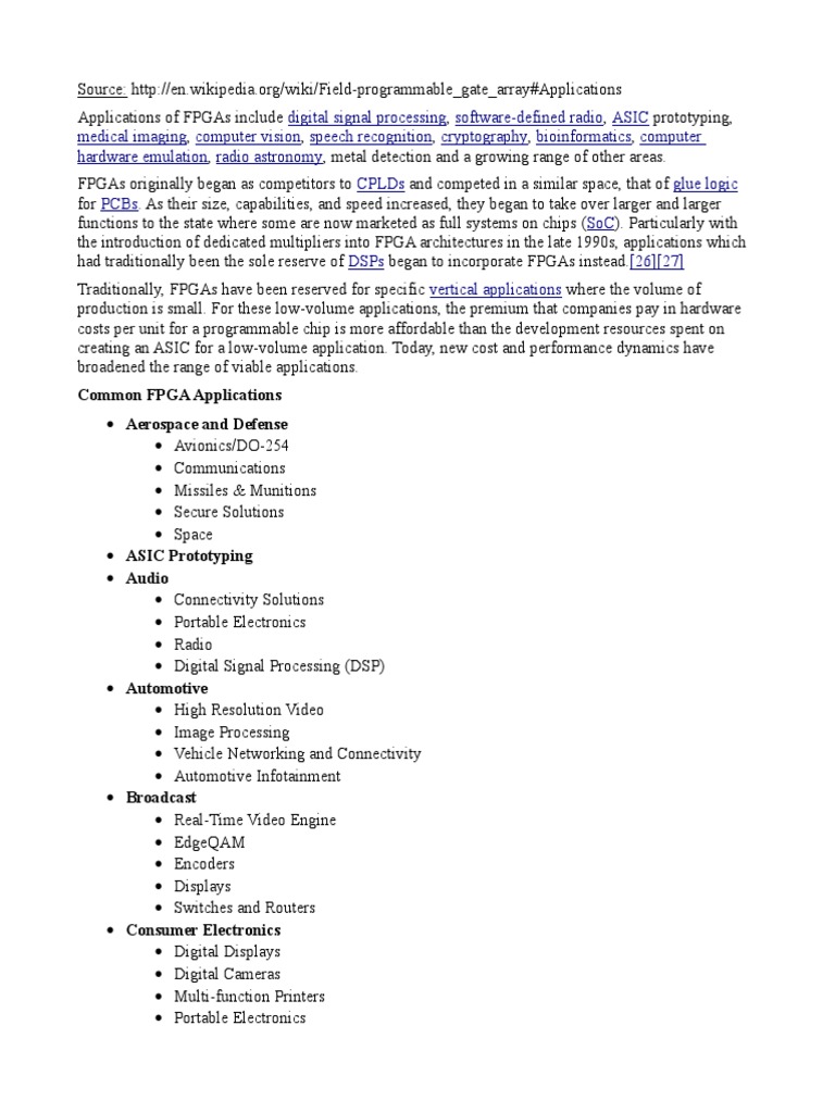 Applications of FPGA | PDF | Field Programmable Gate Array | Electrical ...