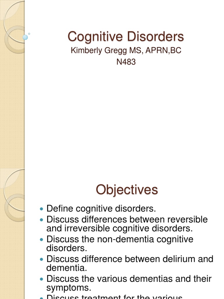PowerPoint Cognitive Disorders | PDF | Dementia | Alzheimer's Disease