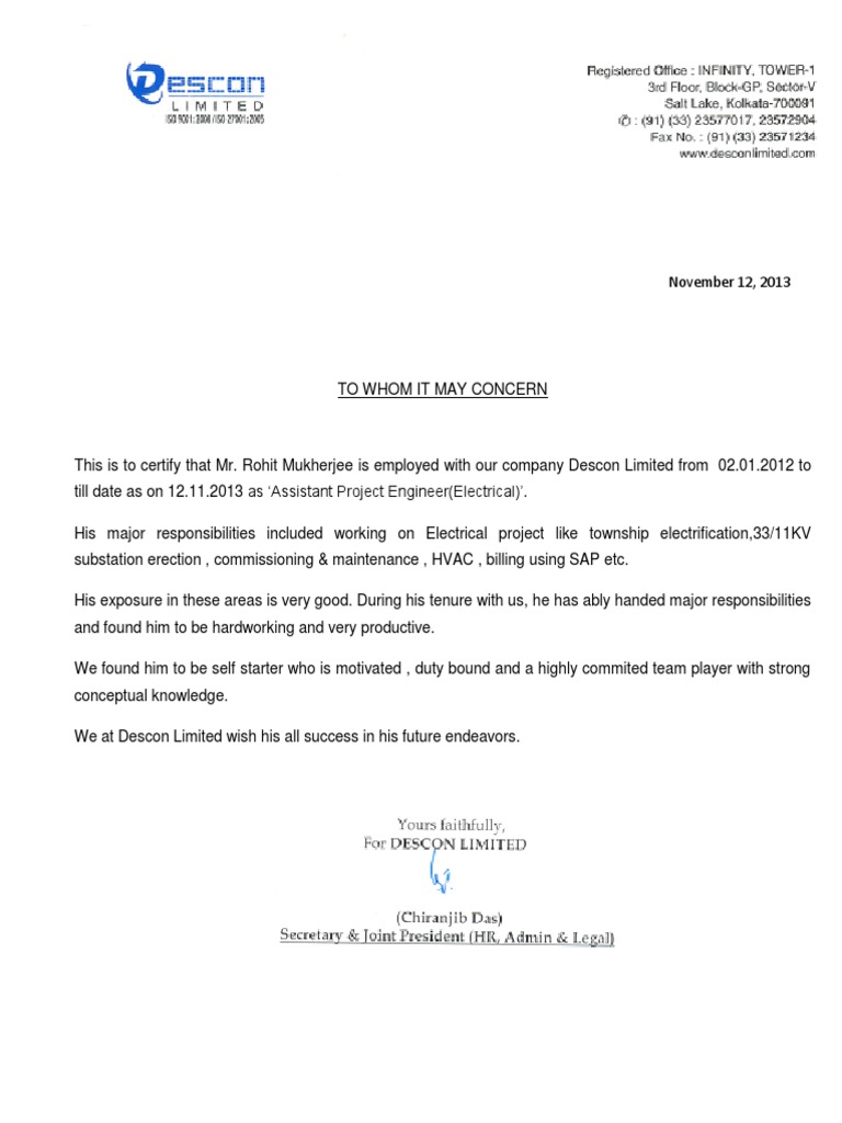 Experience Certificate | Download Free PDF | Engineering