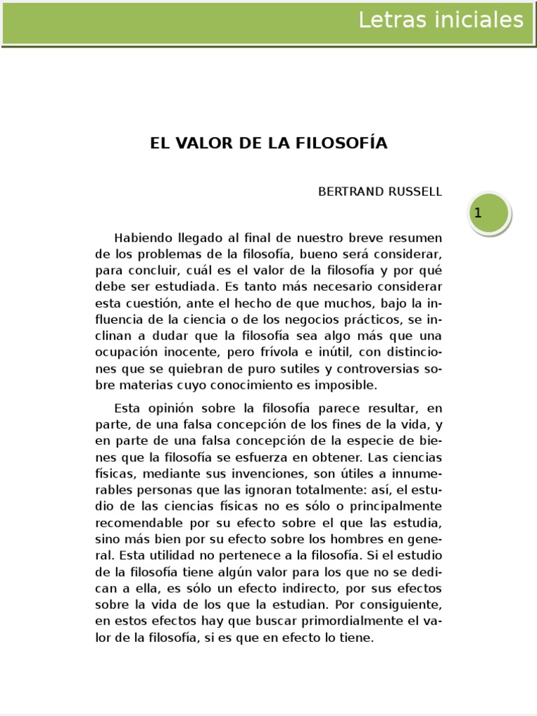 El Valor de La Filosofia | Conocimiento | Certeza