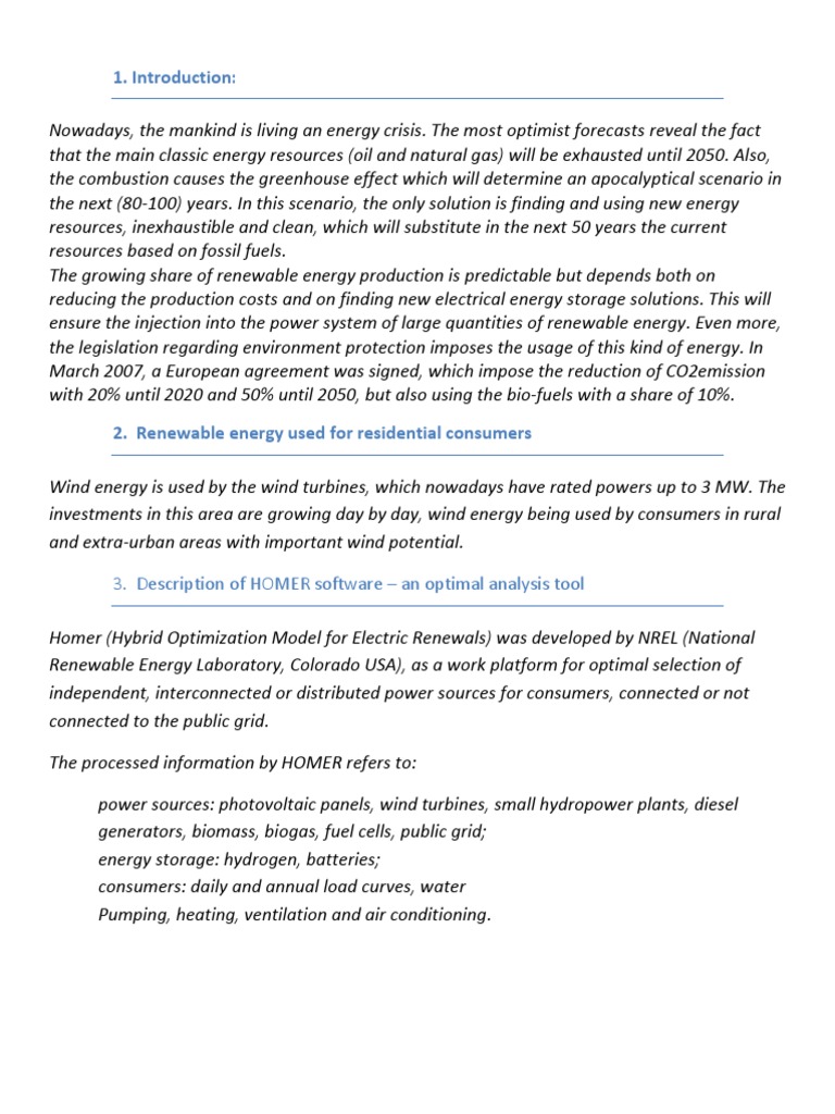 Description of HOMER Software - An Optimal Analysis Tool | PDF ...