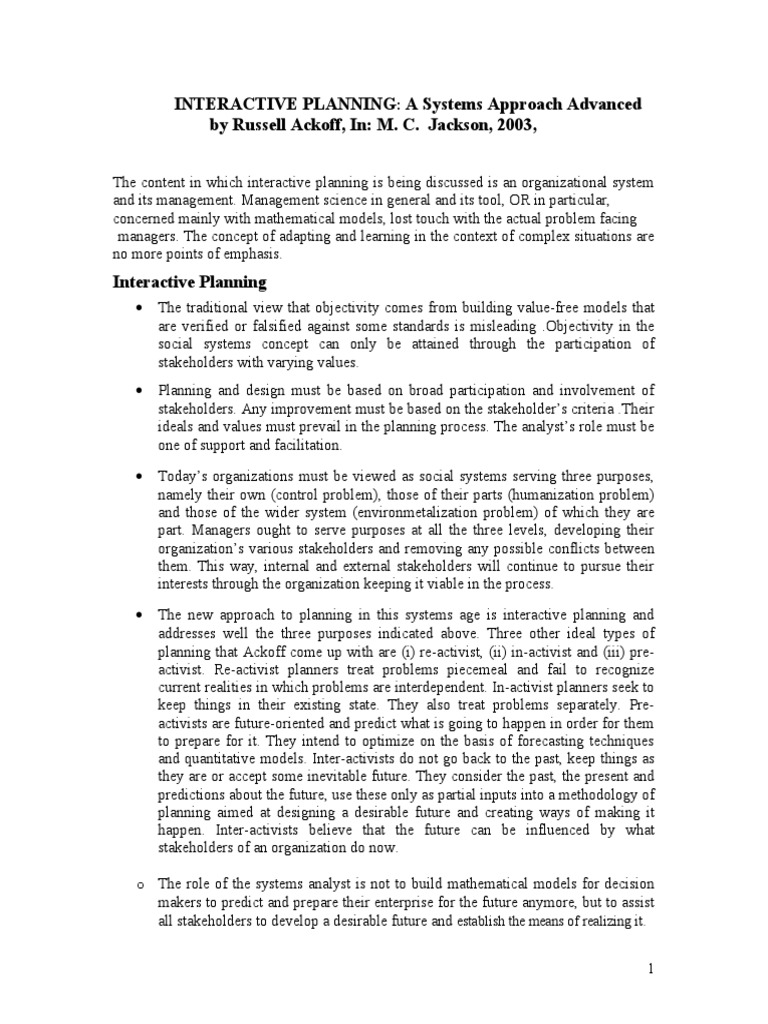 Interactive Planning | PDF | Design | Business Process