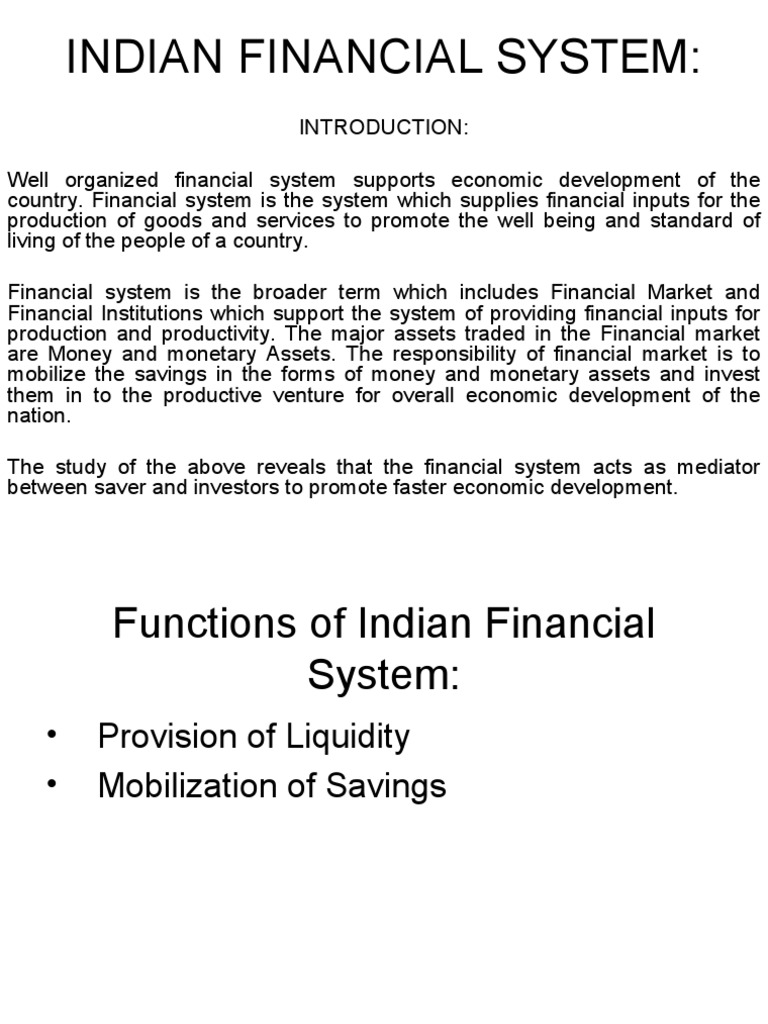 Indian Financial System | PDF | Financial Markets | Securities (Finance)
