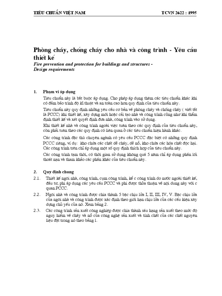 TCVN 2622-1995 PCCC - Cho - Nha - Va - Cong - Trinh-Yeu - Cau - Thiet - Ke | PDF