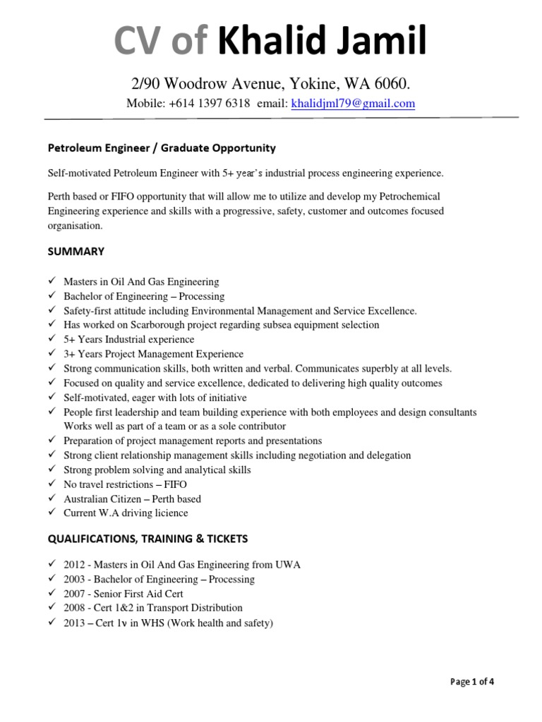 CV of Khalid Jamil - 2013-1 | PDF | Petroleum | Fossil Fuels