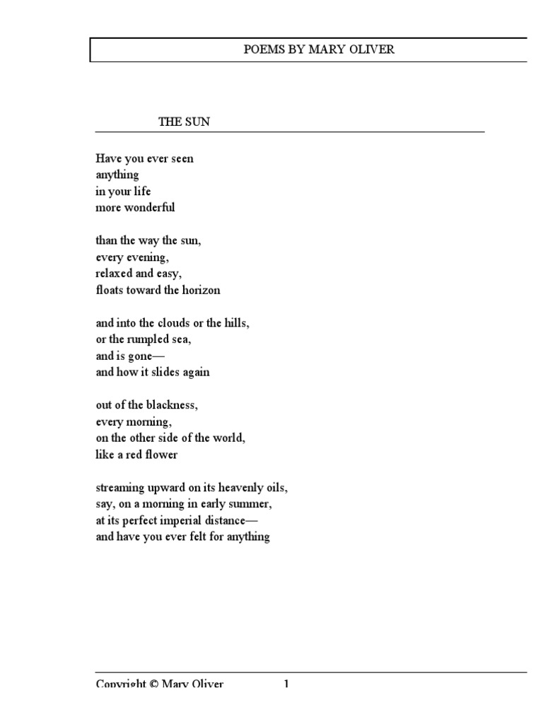 Mary Oliver Poems | PDF | Nature