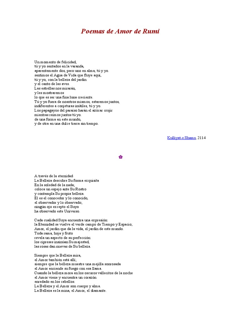 Poemas de Amor de Rumi | PDF | Amor | Naturaleza