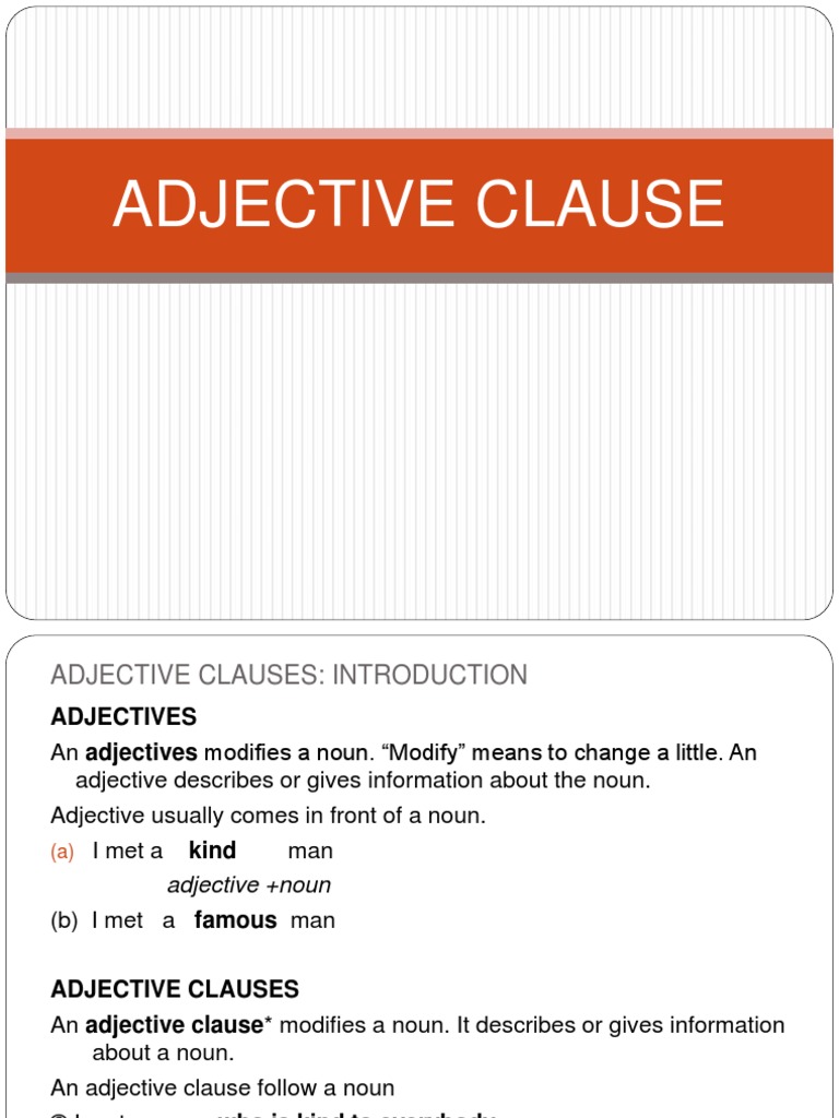 Adjective Clause | Adjective | Clause