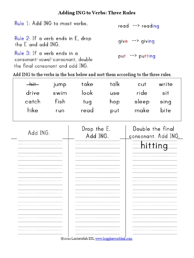 Adding Ing To Verbs | PDF