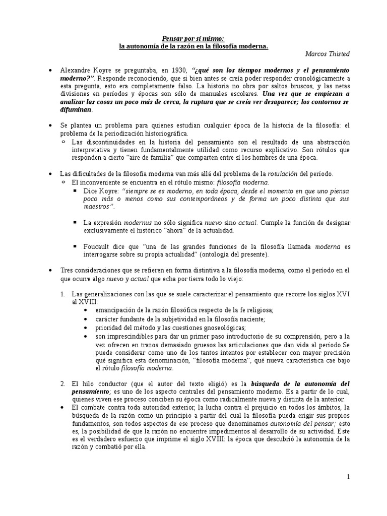 Pensar Por Sí Mismo... Marcos Thisted-Resumen | PDF | Intuición | Evidencia