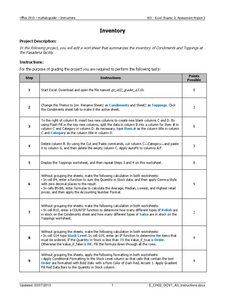 E CH02 GOV1 A3 Instructions | PDF | Microsoft Excel | Media Technology