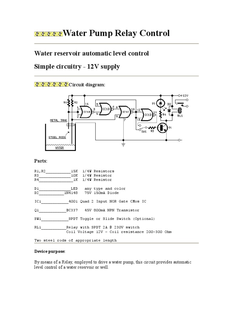 Water Pump Relay Control | PDF