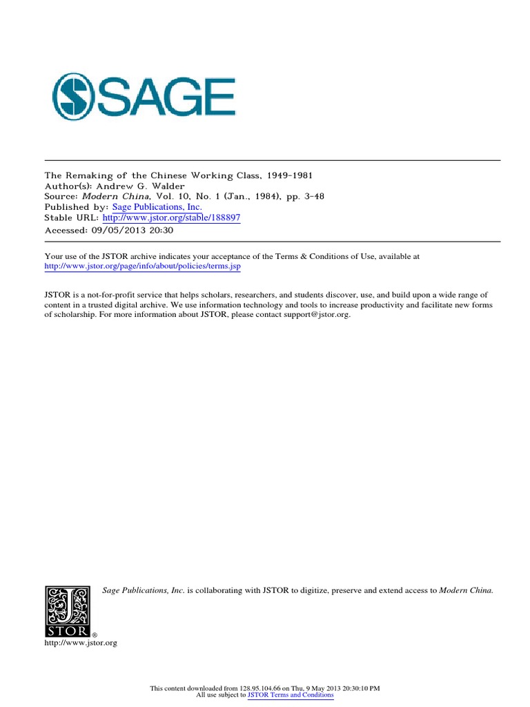 Walder - The Remaking of The Chinese Working Class | PDF | China ...