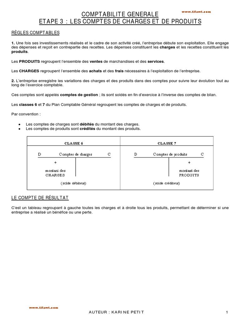 Les Compte Charge Et Produit | Comptabilité | Banques
