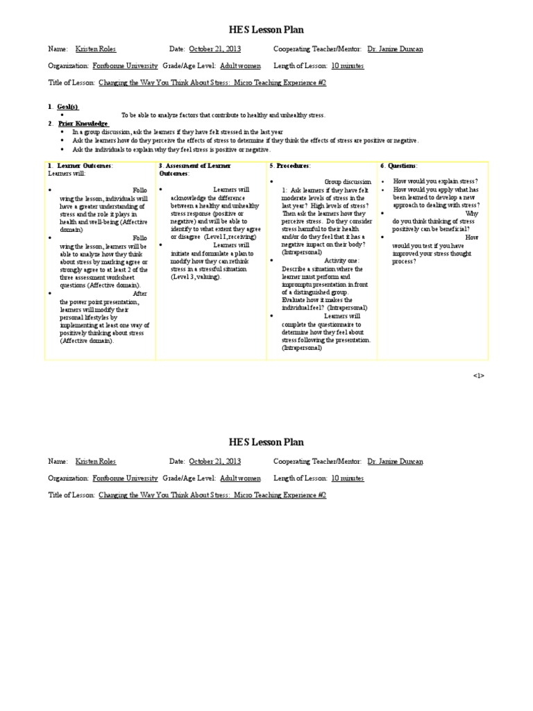 Lesson Plan-Affective Domain | PDF | Psychological Concepts | Teaching