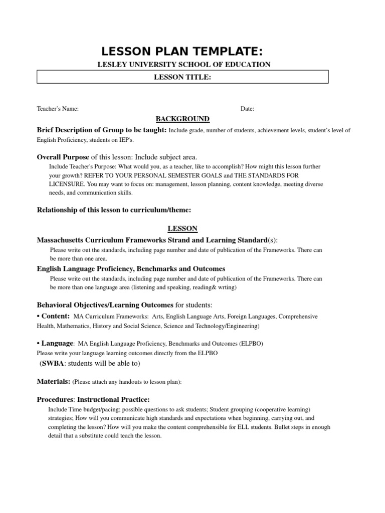 Lesson Plan Template | PDF | Business