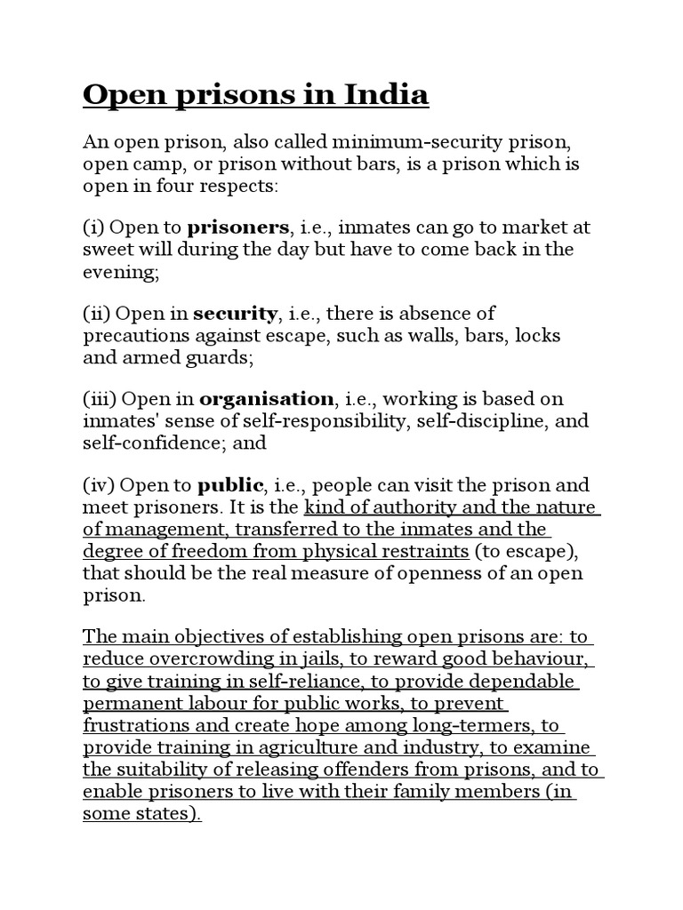 Open Prison | PDF | Prisoner | Prison