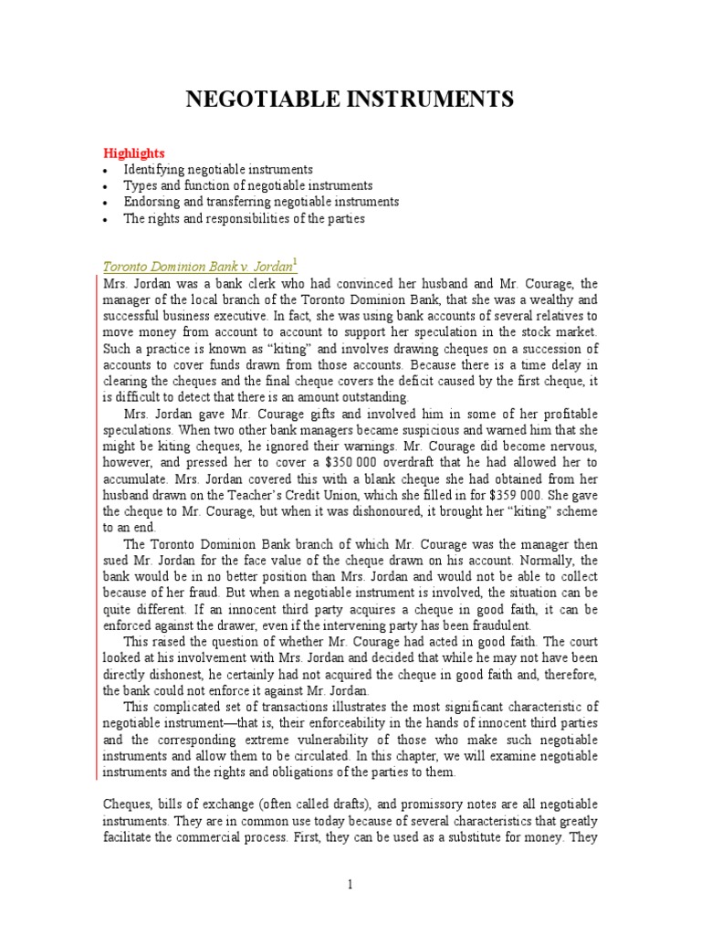 Instruments | PDF | Negotiable Instrument | Cheque