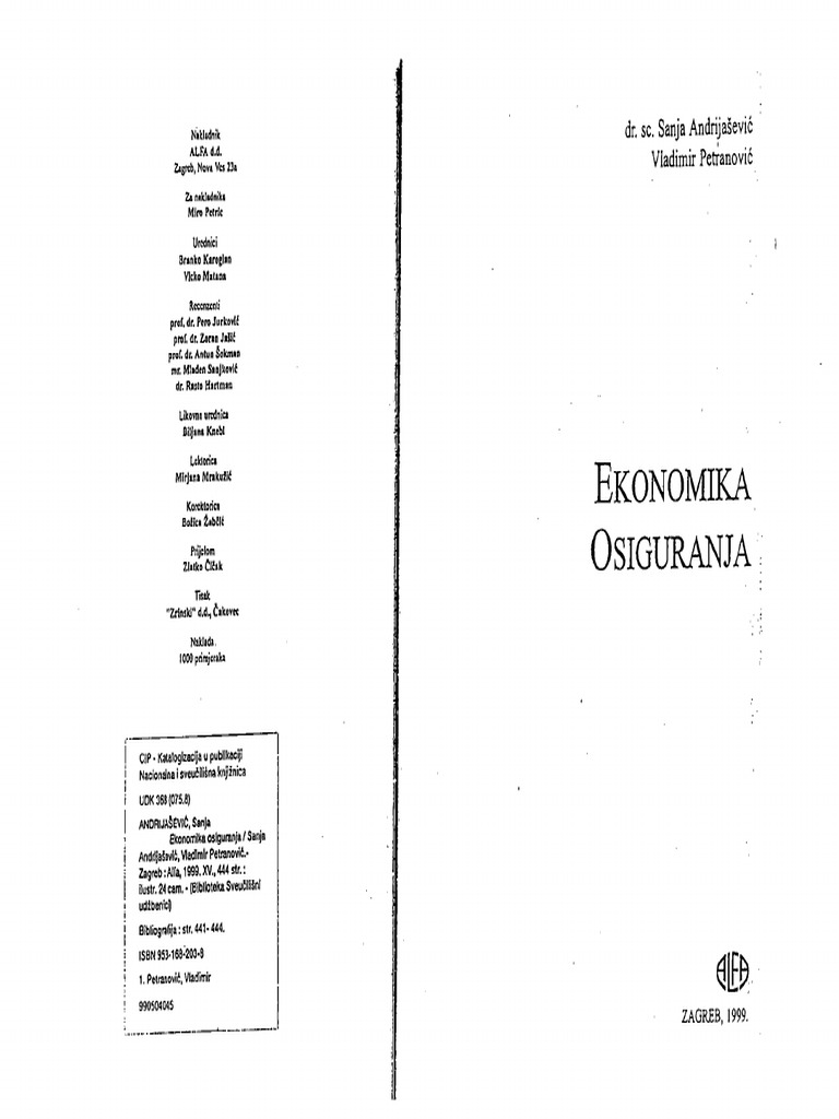 Ekonomika Osiguranja Andrijasevic Petranovic | PDF