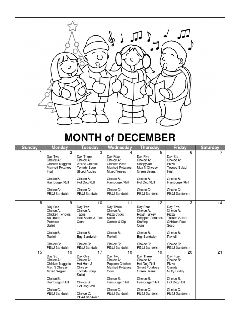 December School Lunch Menu | PDF