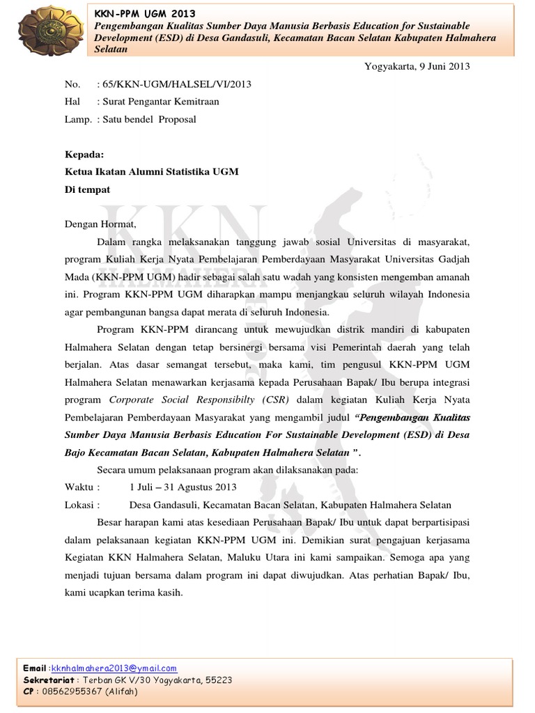 KKN-Surat Pengantar Proposal Mitra | PDF