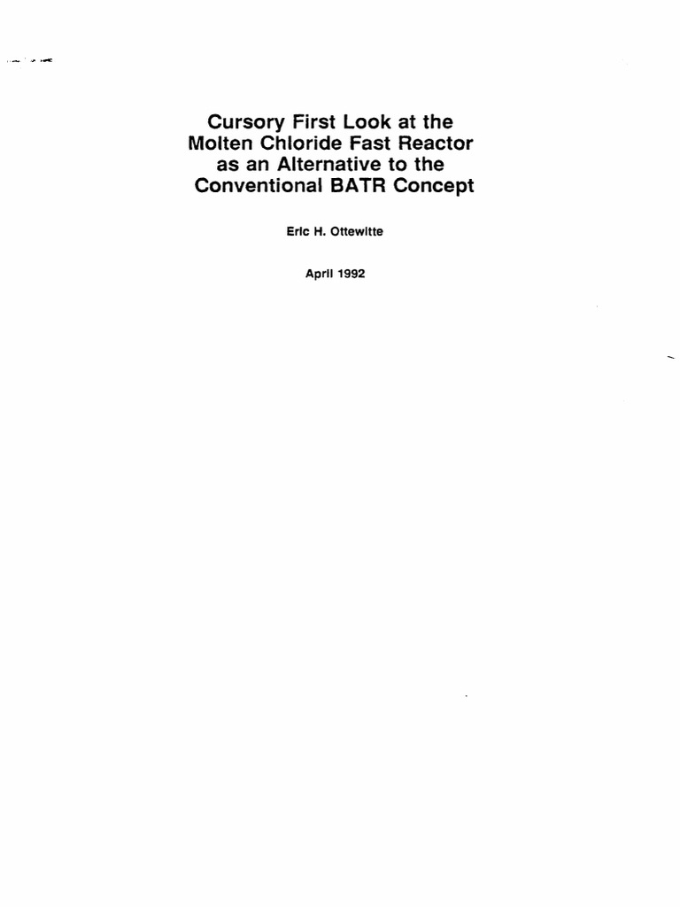 Molten Chloride Fast Reactor as BATR Alternative | PDF | Nuclear ...