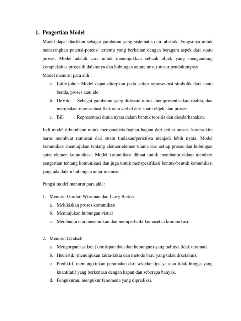 Makalah Model-Model Komunikasi | PDF | Sains & Matematika