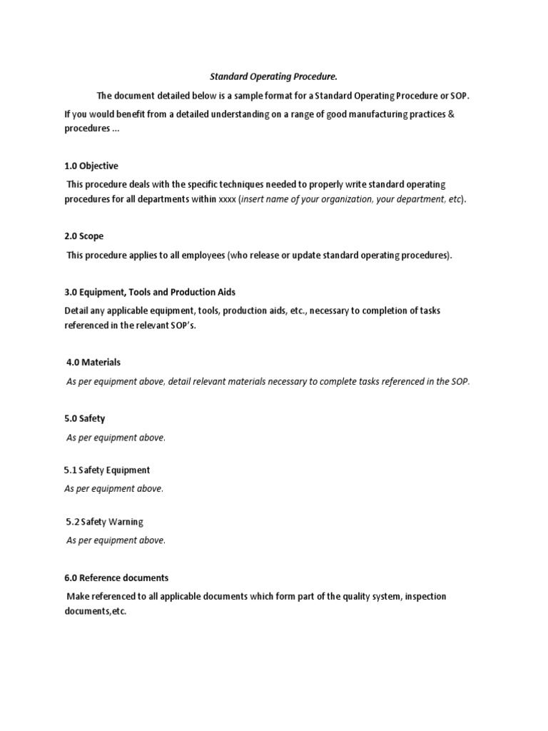 Standard Operating Procedure | PDF | Safety | Science