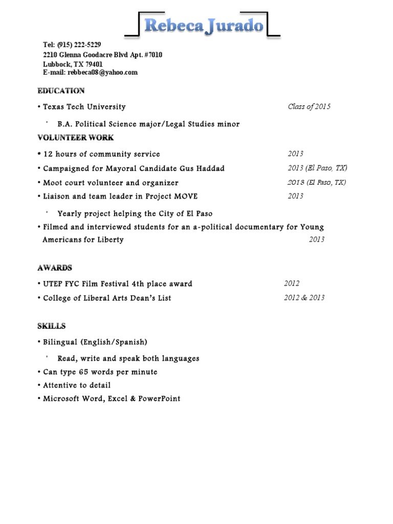 Lubbock TX Political Science Graduate Resume | PDF | Social Science