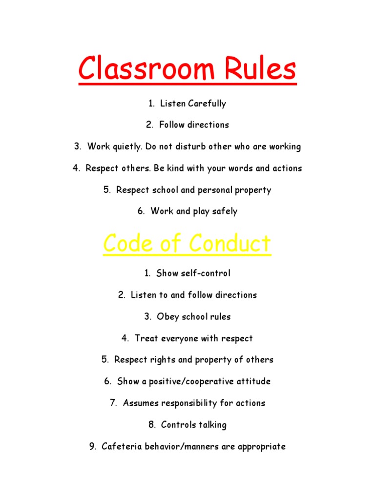 Essential Classroom Rules and Conduct | PDF