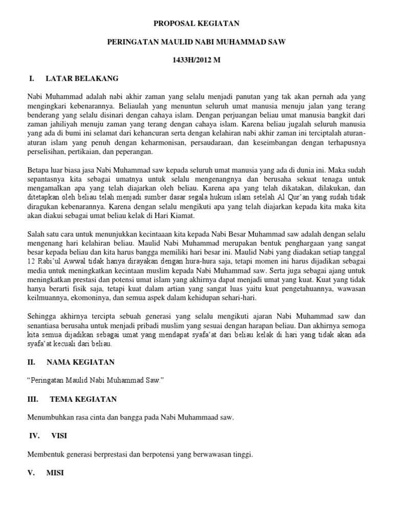 Proposal Maulid Nabi | PDF