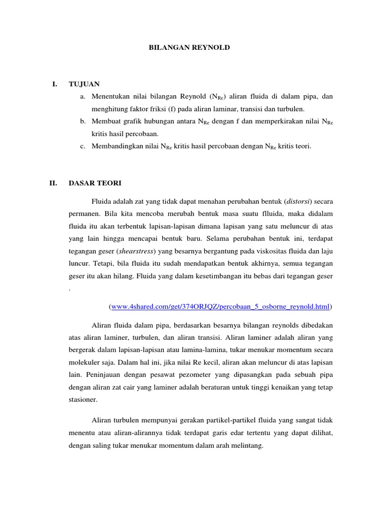 Bilangan Reynold | PDF