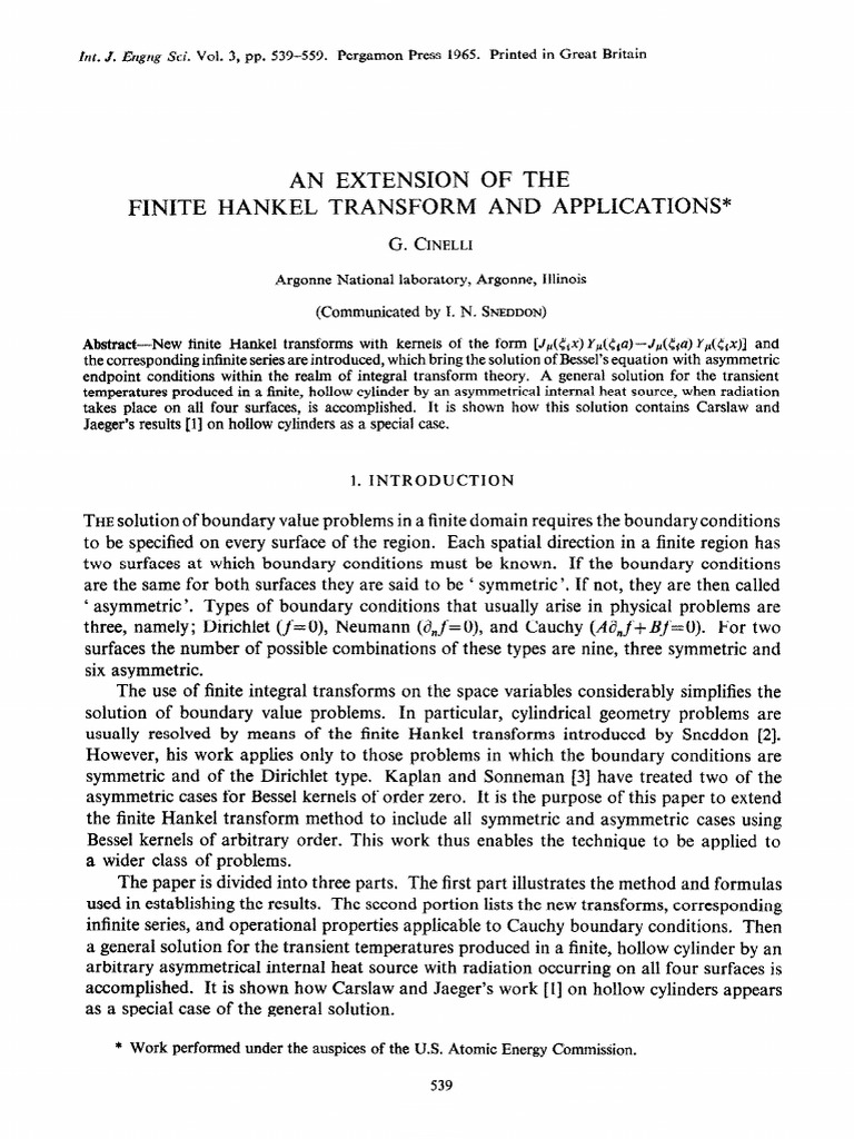 An Extension Of The Finite Hankel Transforms Pdf Boundary Value Problem Trigonometric 5068