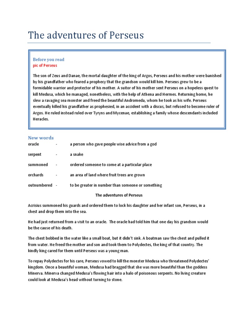 Myths and Legends The Adventures of Perseus | PDF | Medusa | Mythology