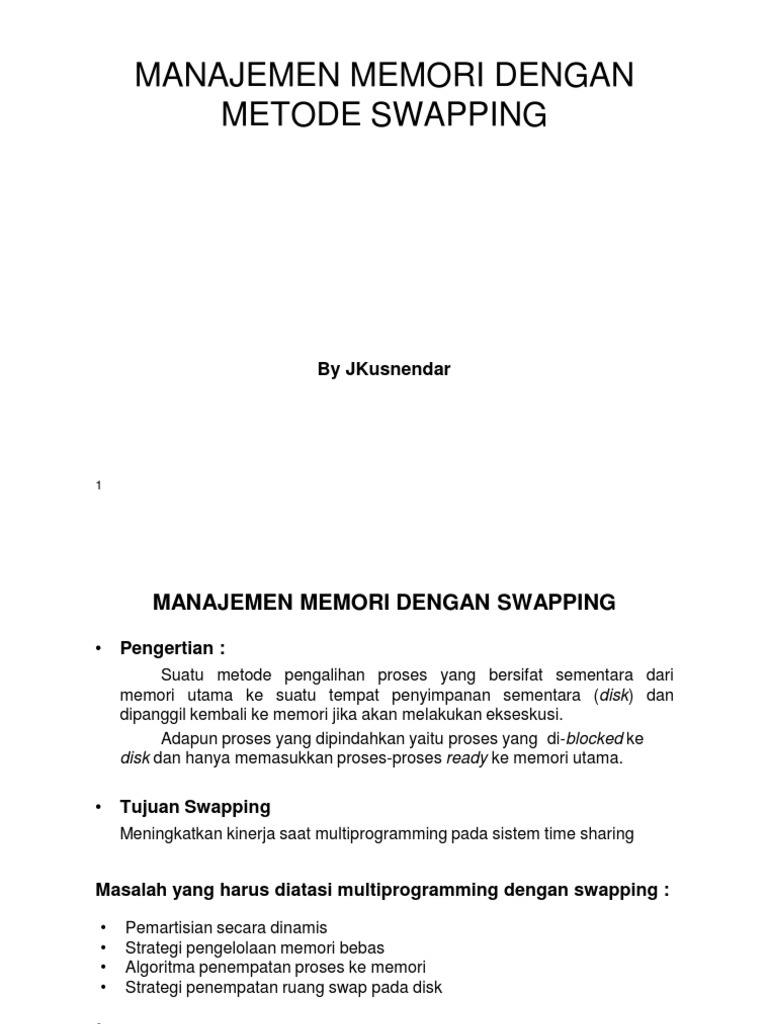 Manajemen Memori: Swapping | PDF
