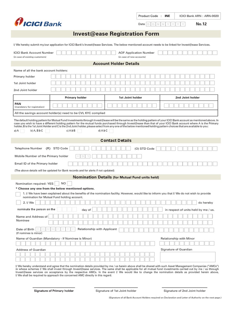 ICICI Investment Registration | PDF | Mutual Funds | Banks